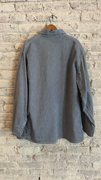 1970's OshKosh Liberty Strip Chore Coat in Blue
