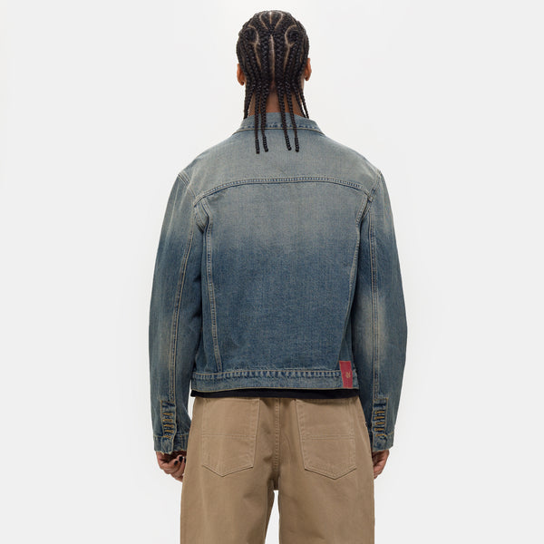 Alias Denim Trucker Jacket in Blue/Brown Sugar Washing