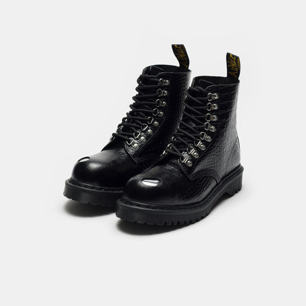 1460 Pascal Steel Toe Croc Emboss Analine Boot in Black